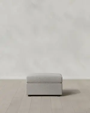 Quince Brennan Ottoman In Performance Basketweave Fog