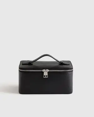 Quince Italian Leather Travel Cosmetic Case - Black