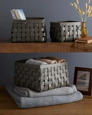 Quince Recycled Woven Leather Baskets