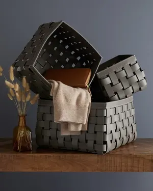 Quince Recycled Woven Leather Baskets