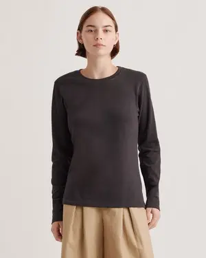 Quince Slub Long Sleeve T-shirt - Black