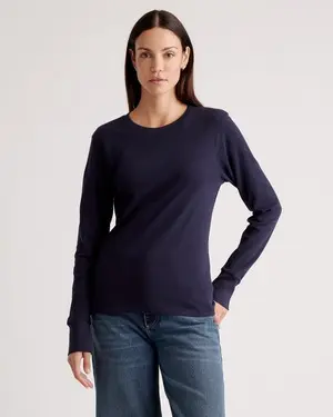 Quince Slub Long Sleeve T-shirt - Navy