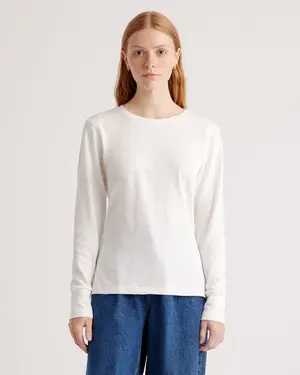 Quince Slub Long Sleeve T-shirt - White