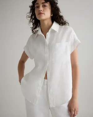 Quince 100% European Linen Camp Shirt - White