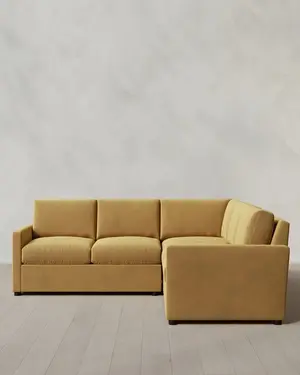 Quince Brennan L Sectional In Performance Velvet Caramel