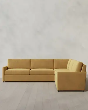 Quince Brennan L Sectional In Performance Velvet - Caramel