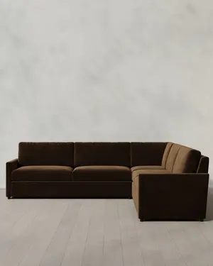 Quince Brennan L Sectional In Performance Velvet - Java