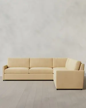Quince Brennan L Sectional In Performance Velvet - Linen