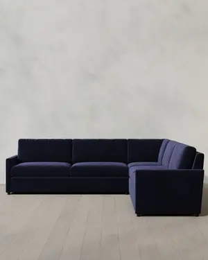 Quince Brennan L Sectional In Performance Velvet - Midnight