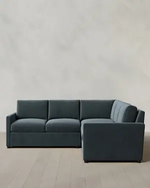 Quince Brennan L Sectional Sofa In Performance Velvet - Pine