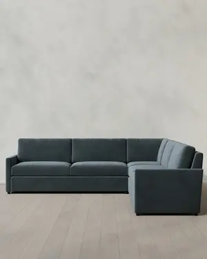 Quince Brennan L Sectional In Performance Velvet - Pine