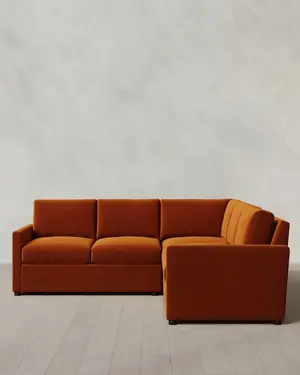 Quince Brennan L Sectional Sofa In Performance Velvet - Rust