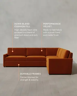 Quince Brennan L Sectional In Performance Velvet - Rust