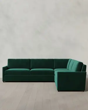 Quince Brennan L Sectional In Performance Velvet - Spruce