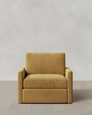 Quince Brennan Swivel Chair In Performance Velvet Caramel