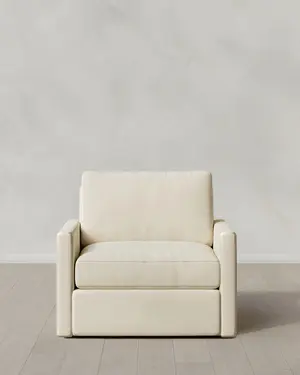 Quince Brennan Swivel Chair In Performance Velvet Ivory