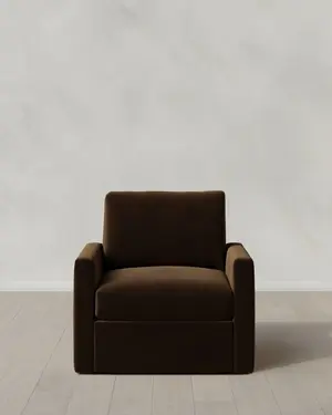 Quince Brennan Swivel Chair In Performance Velvet - Java