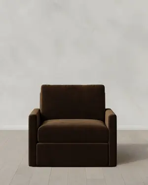 Quince Brennan Swivel Chair In Performance Velvet Java