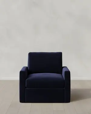 Quince Brennan Swivel Chair In Performance Velvet - Midnight
