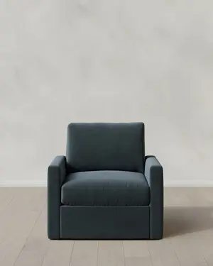 Quince Brennan Swivel Chair In Performance Velvet - Pine