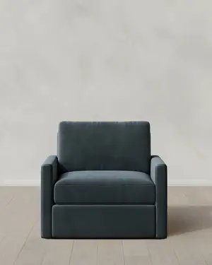 Quince Brennan Swivel Chair In Performance Velvet Pine