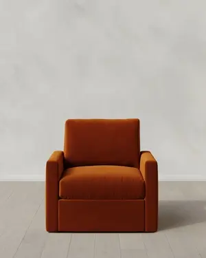 Quince Brennan Swivel Chair In Performance Velvet - Rust