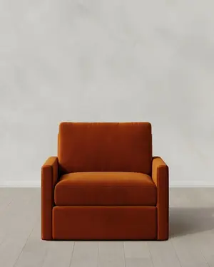 Quince Brennan Swivel Chair In Performance Velvet - Rust