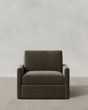 Quince Brennan Swivel Chair In Performance Velvet Sable