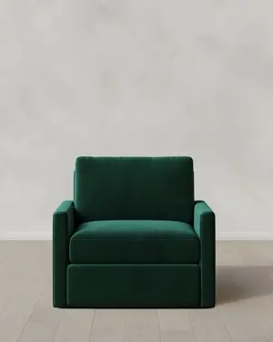 Quince Brennan Swivel Chair In Performance Velvet - Spruce