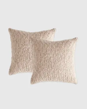 Quince Chunky Hand Knit Wool Pillow Cover - Neutral