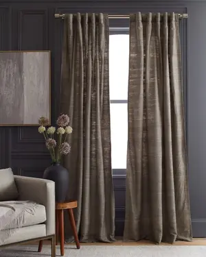 Quince Raw Silk Curtain Single Panel - Grey