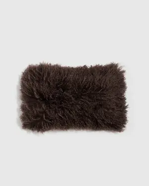 Quince Luxe Mongolian Lamb Pillow Cover - Espresso