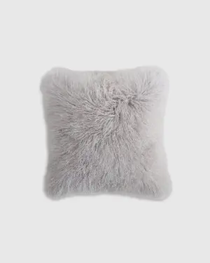 Quince Luxe Mongolian Lamb Pillow Cover - Silver