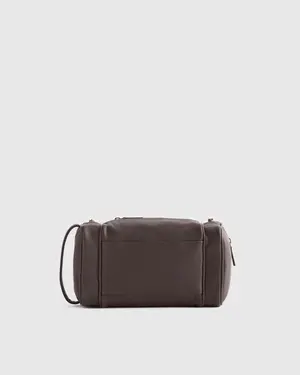 Quince Nappa Leather Toiletry Bag - Dark Brown