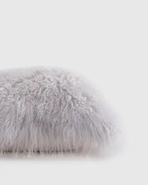 Quince Luxe Mongolian Lamb Lumbar Pillow Cover - Silver
