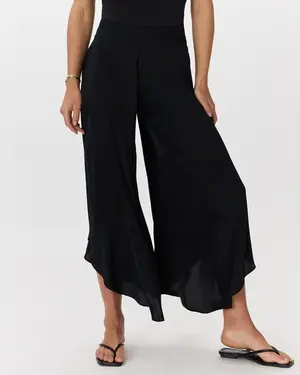 Quince Washable Stretch Silk Palazzo Pants - Black