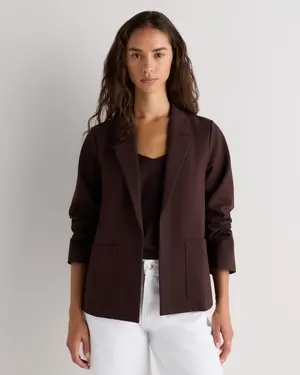 Quince Ultra-stretch Ponte Open Blazer - Espresso