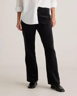 Quince Organic Stretch Corduroy Flare Pants - Black