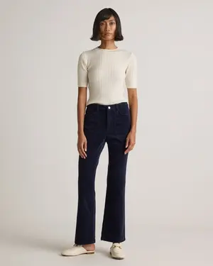Quince Organic Stretch Corduroy Flare Pants - Deep Navy