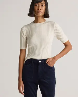 Quince Organic Stretch Corduroy Flare Pants - Deep Navy