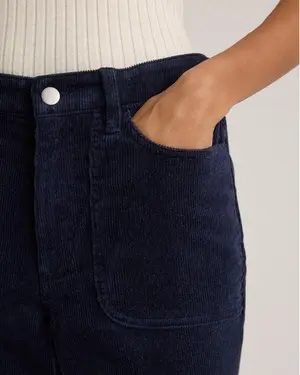 Quince Organic Stretch Corduroy Flare Pants - Deep Navy