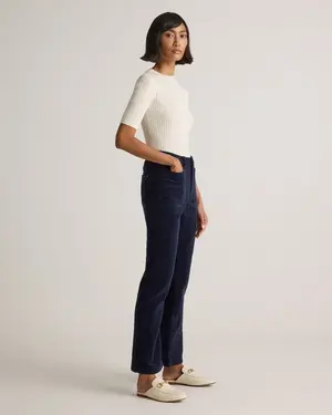 Quince Organic Stretch Corduroy Flare Pants - Deep Navy