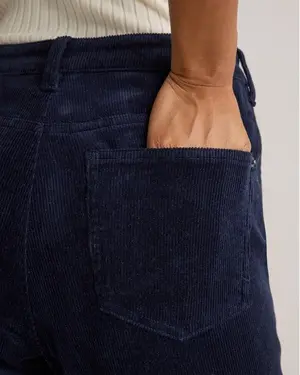 Quince Organic Stretch Corduroy Flare Pants - Deep Navy