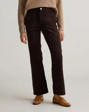 Quince Organic Stretch Corduroy Flare Pants - Espresso
