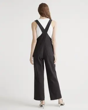 Quince Organic Stretch Cotton Twill Relaxed Overalls - Black