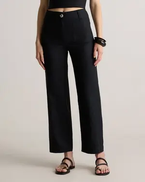Quince Linen Wide Leg Pants - Black