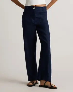 Quince Linen Wide Leg Pants - Deep Navy