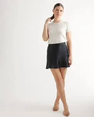 Quince Washable Silk Mini Skirt - Black