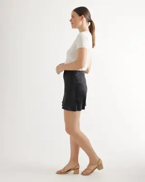 Quince Washable Silk Mini Skirt - Black