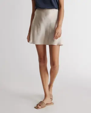 Quince Washable Silk Mini Skirt - Champagne